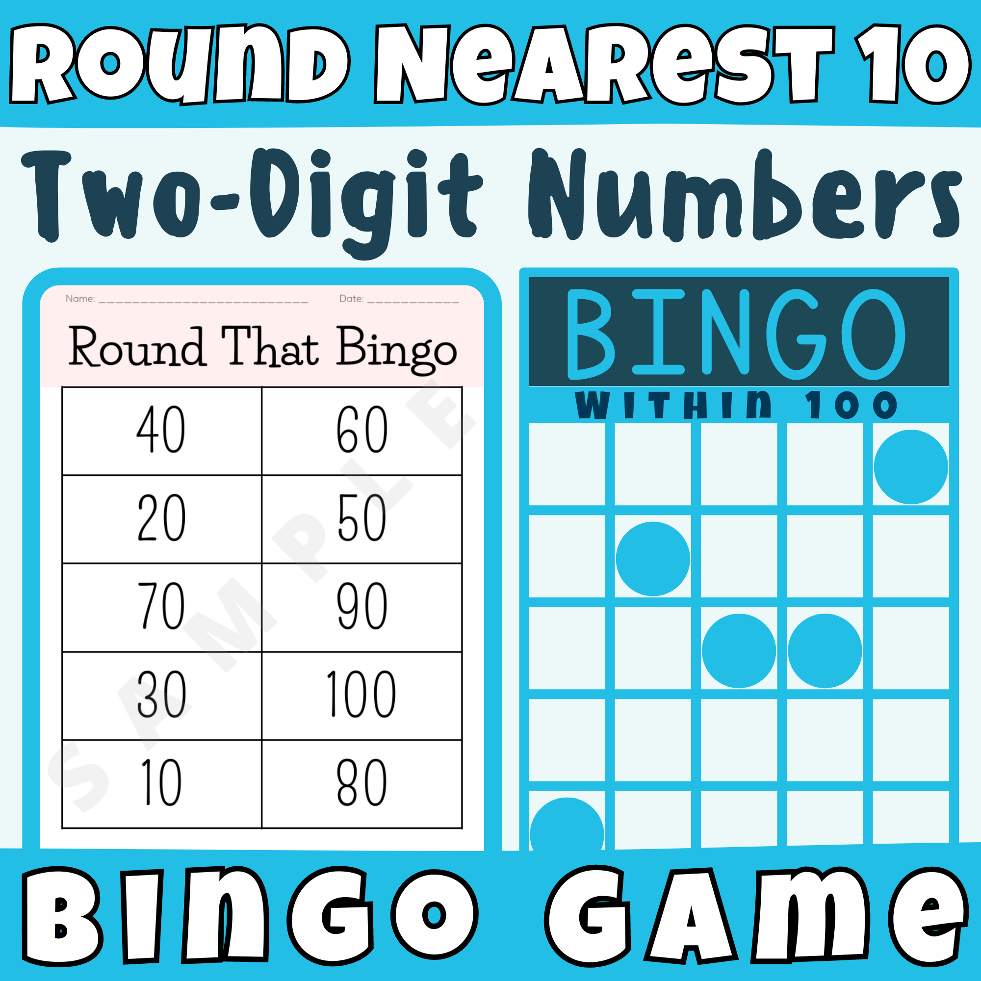 Rounding to the Nearest 10 Place Two-Digit Numbers BINGO GAME Place ...