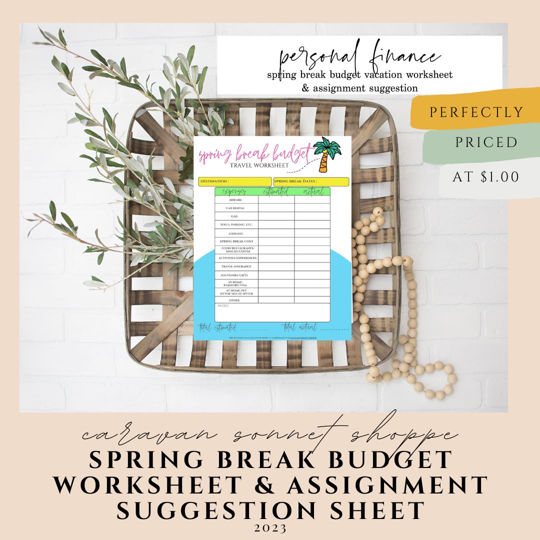 Personal Finance Spring Break Trip Budget Assignment/Travel/Budget ...