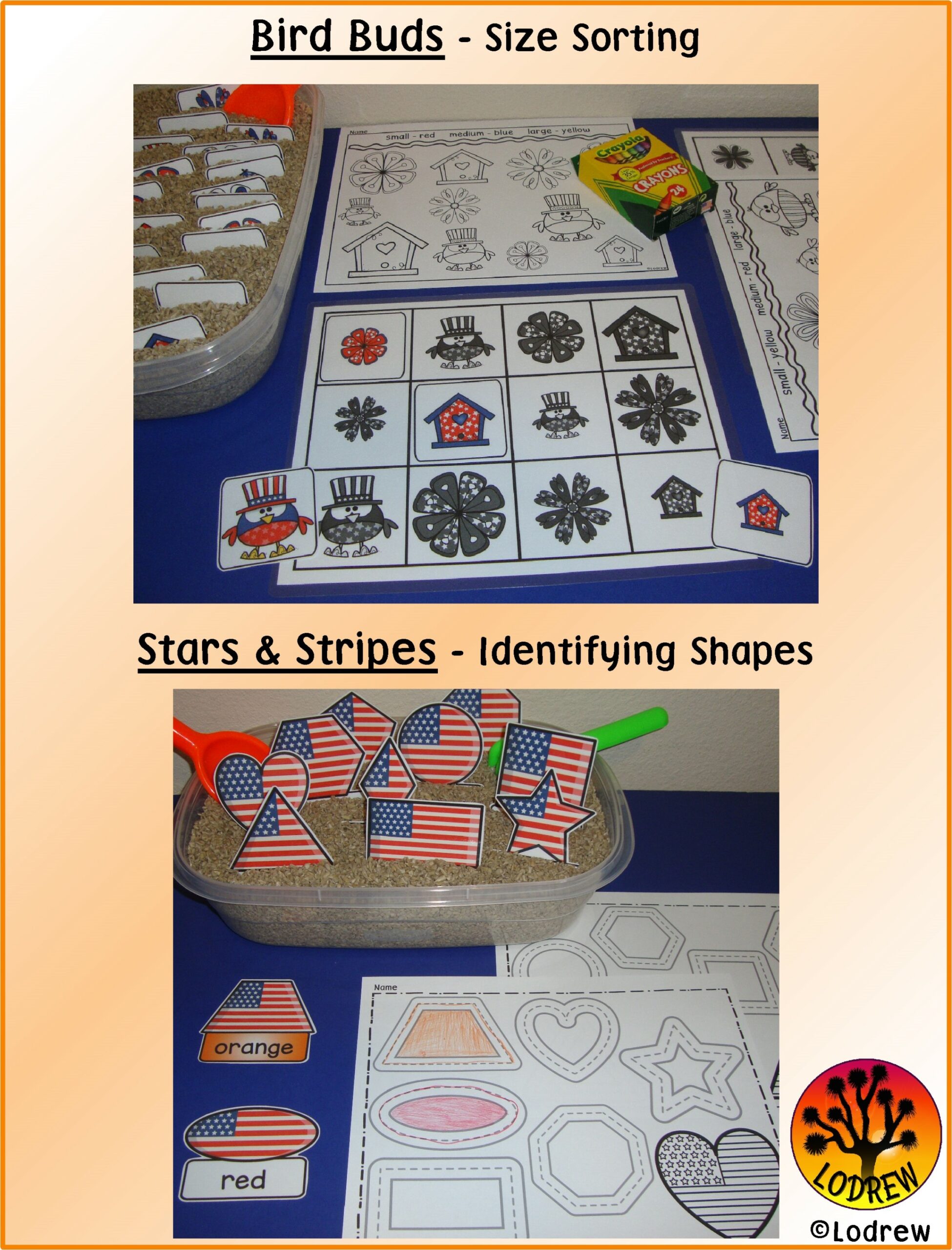Sensory Bin Activities Patriotic Sensory Table Centers Recording Sheets ...
