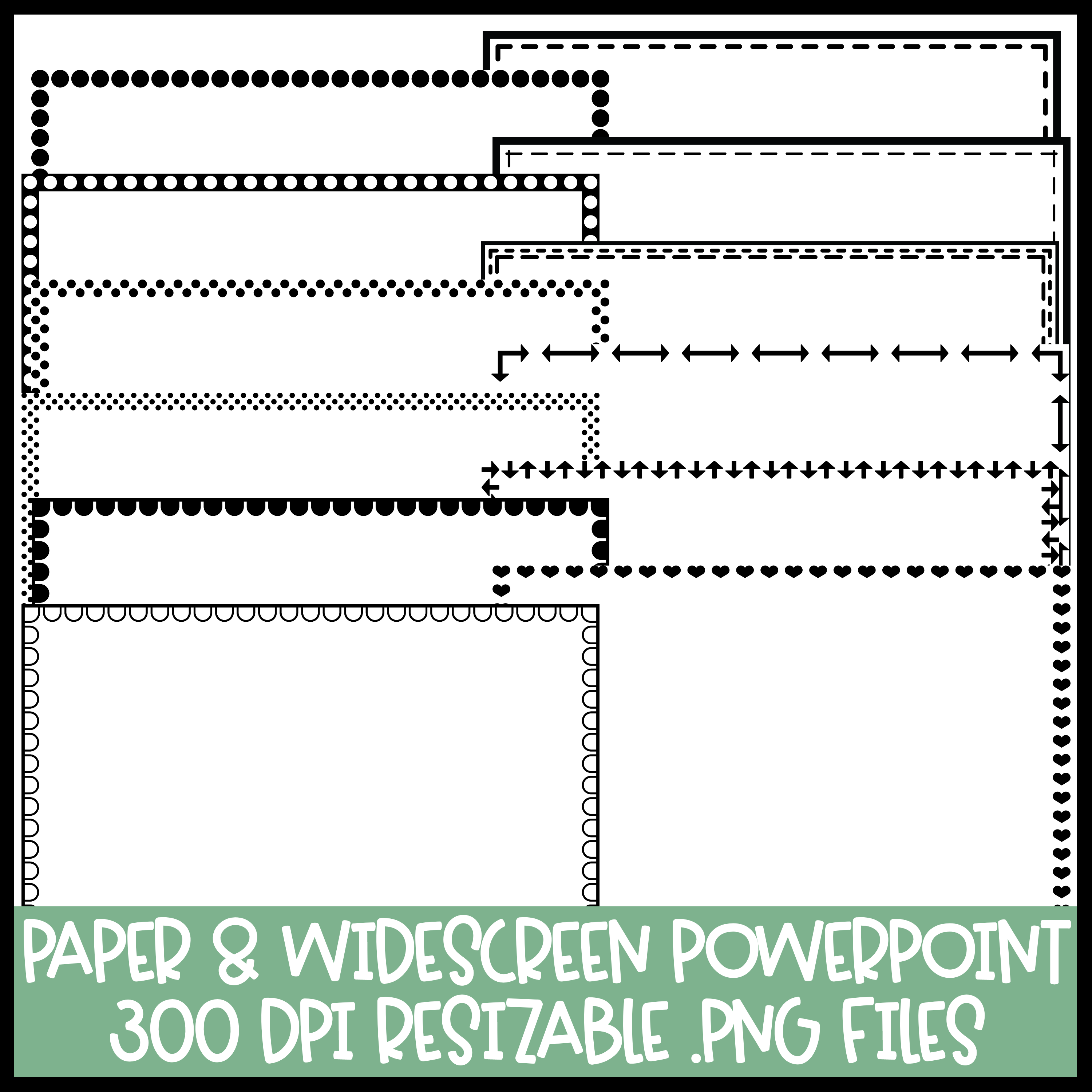 B&W Page Borders Vol. 3 - Paper and PowerPoint Sizes - Classful