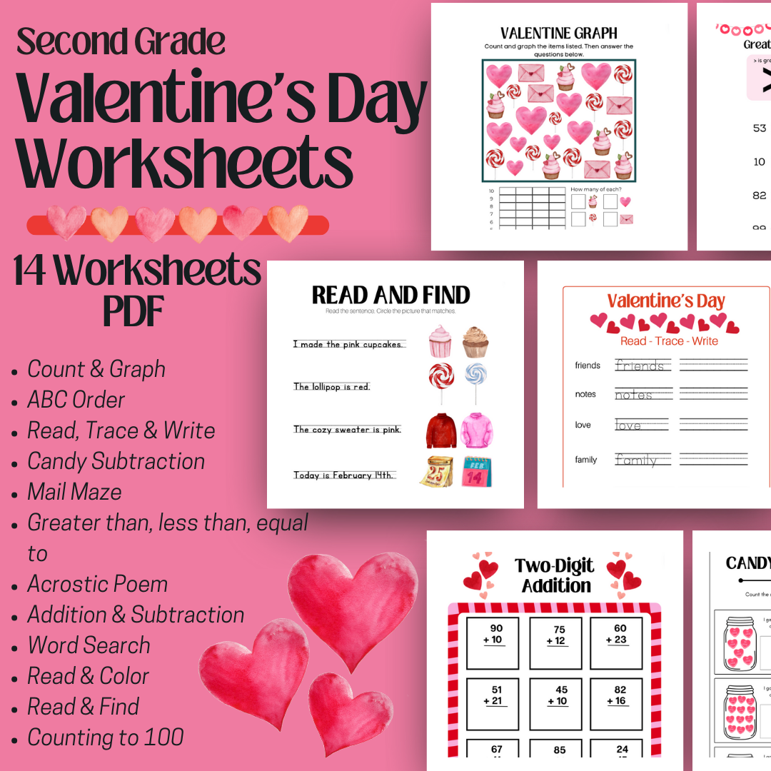Second Grade Valentine's Day Worksheets, Holiday, Language Arts ...