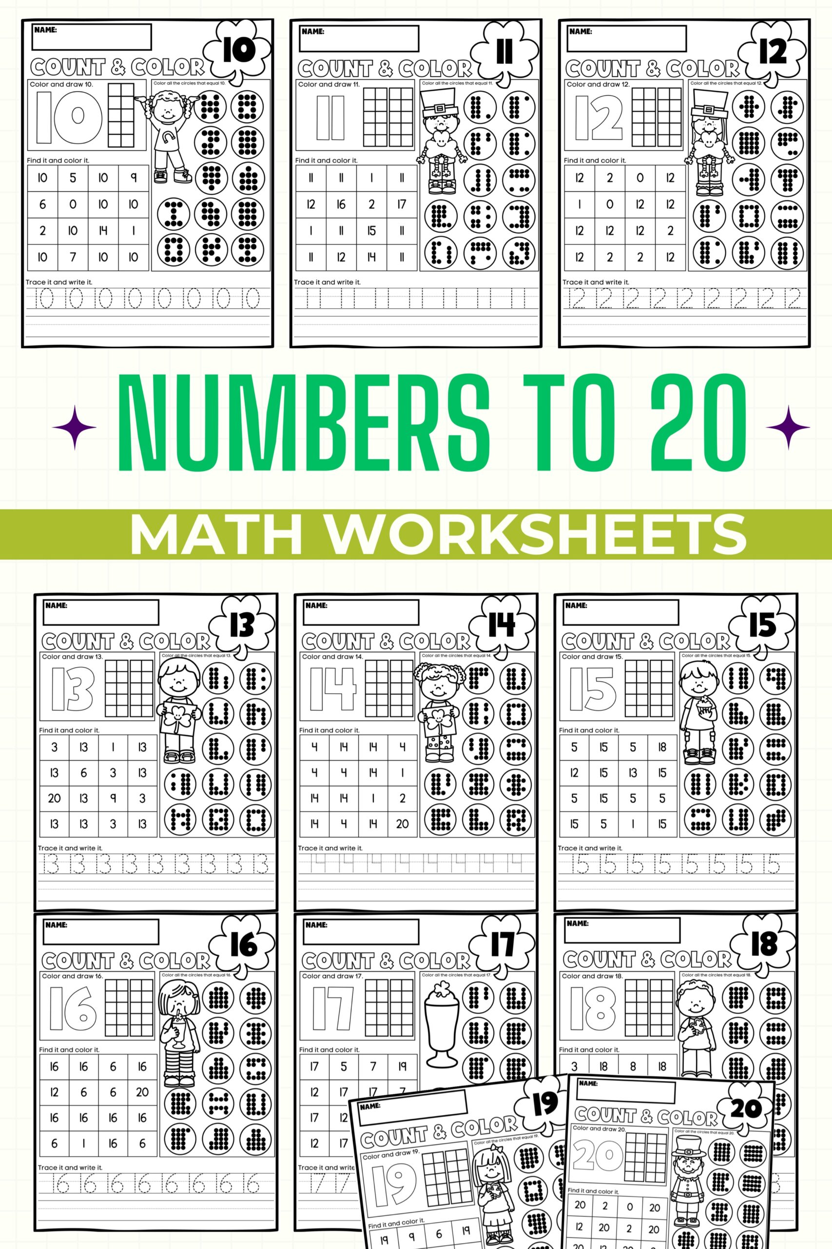St. Patrick's Day Kindergarten Math Numbers to 20 - Classful