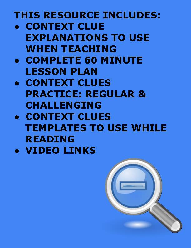 CONTEXT CLUES LESSONS & ACTIVITIES- TEXT COMPLEXITY 3RD/4TH GRADES ...