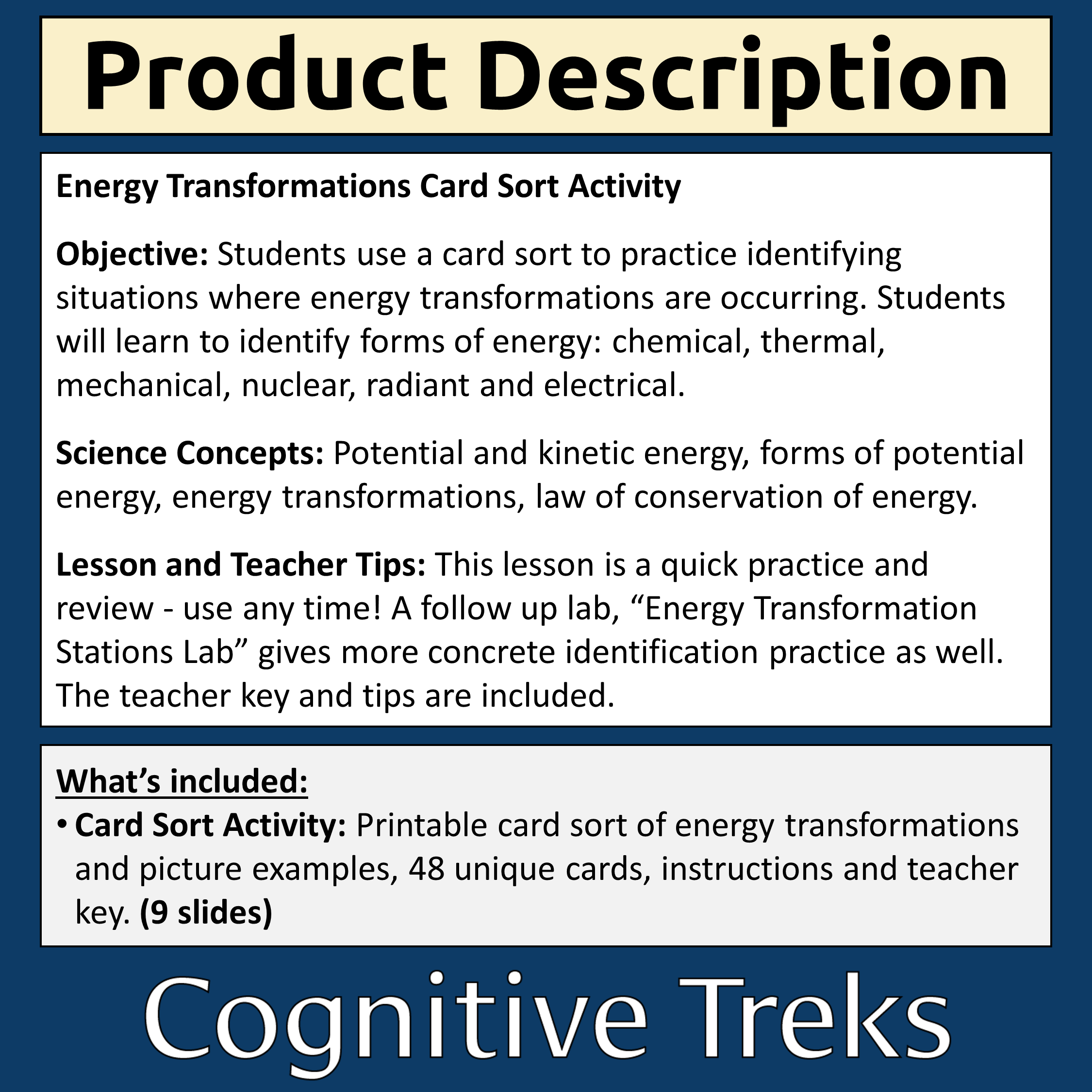Energy Forms and Energy Transformation Card Sort Activity | Forms of ...