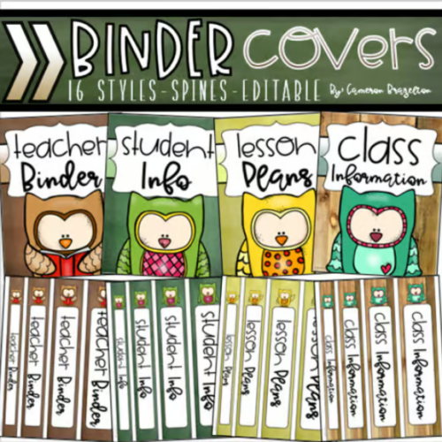 Binder Covers and Spines Teacher Planner Editable Owl Forest Theme ...