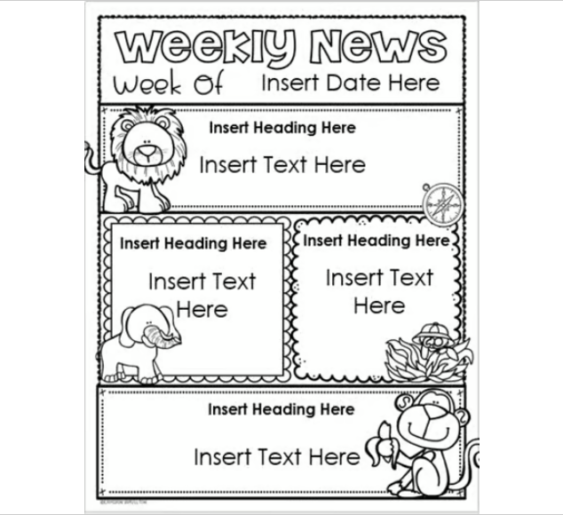 Weekly Newsletter Template Editable Jungle Safari Theme - Classful