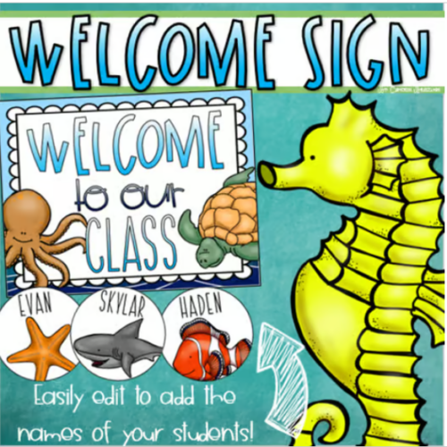 Welcome To Our Classroom Door Sign Display Ocean Under the Sea Theme ...