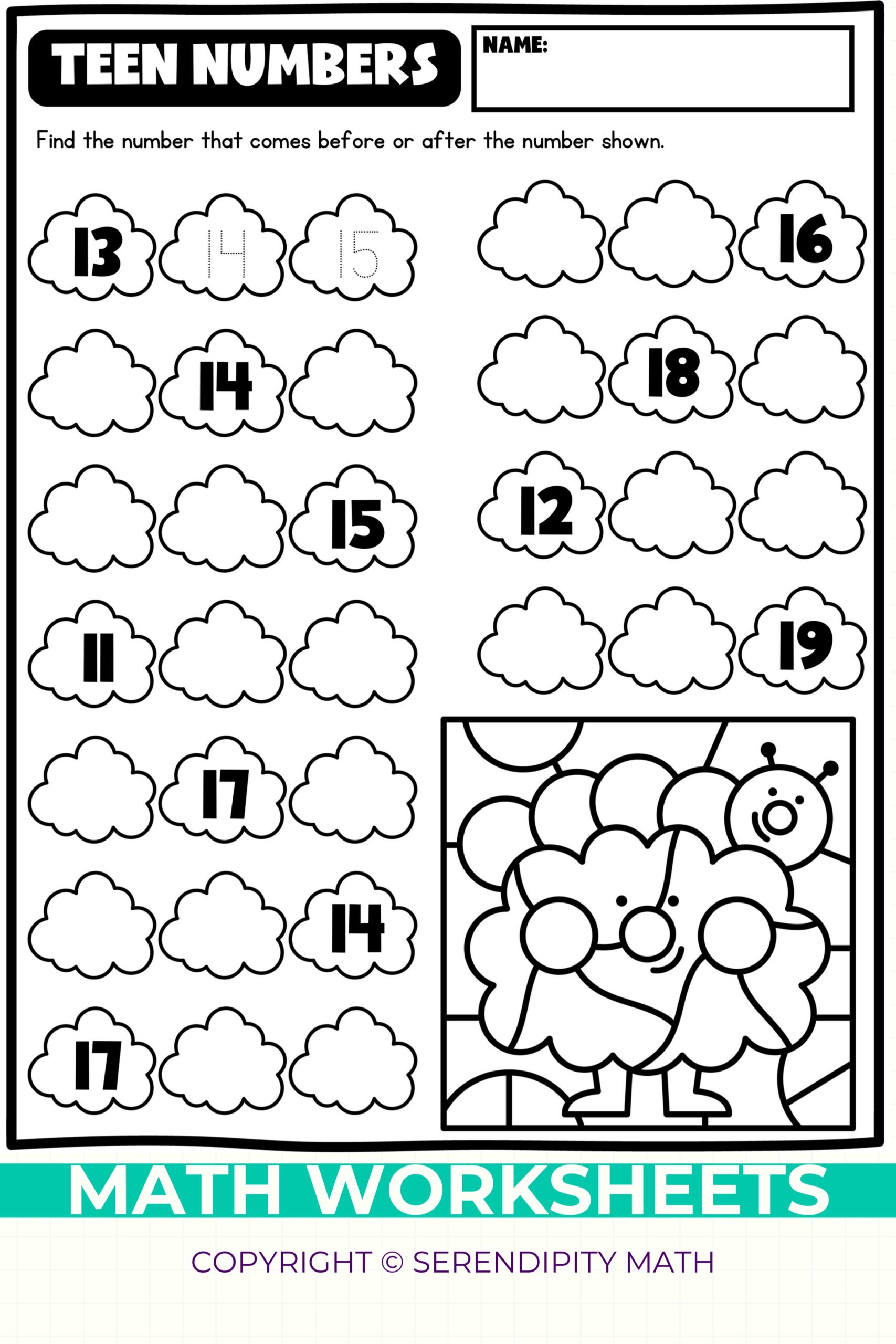 Teen Numbers Kindergarten Math Worksheets - Classful