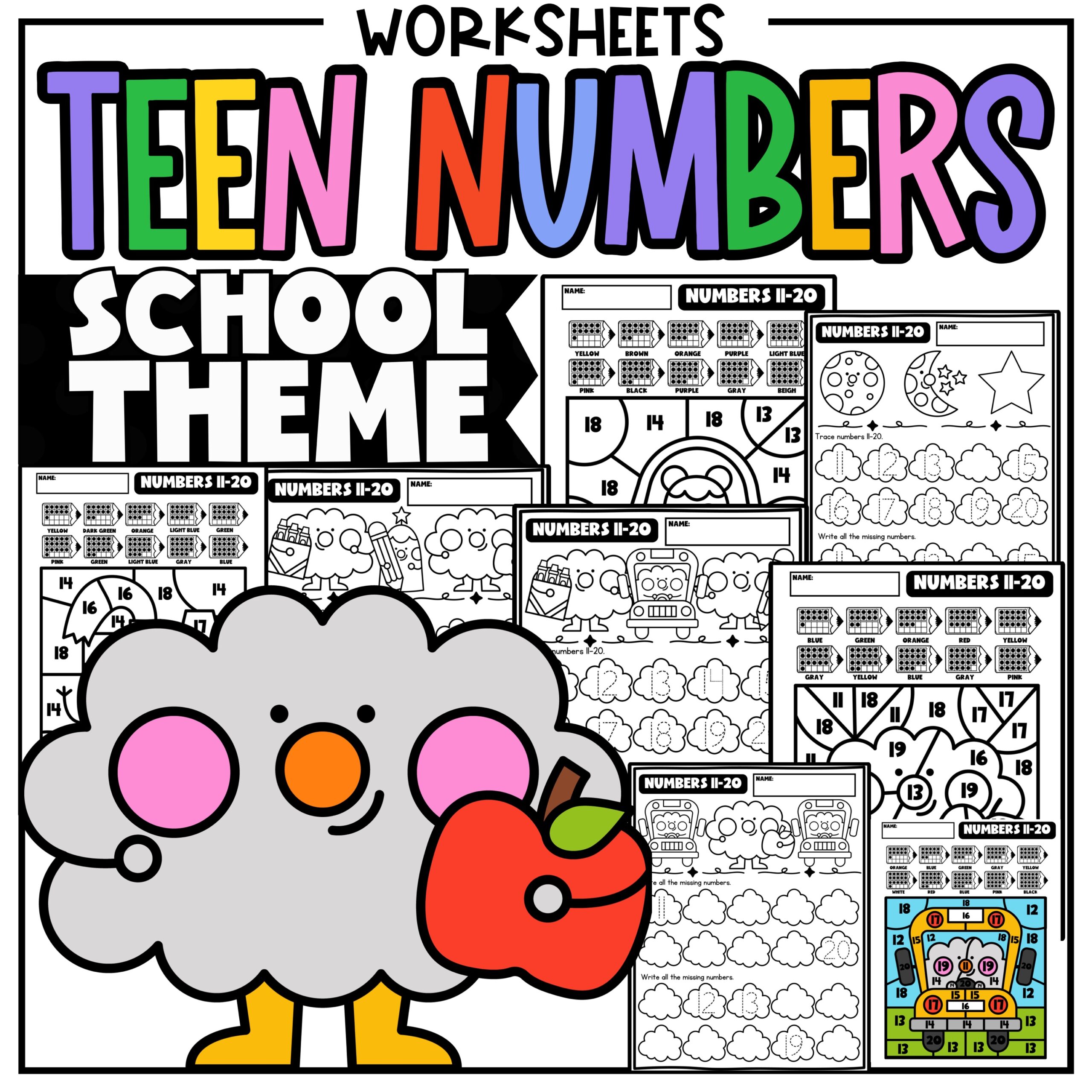 Teen Numbers Kindergarten Math Worksheets - Classful