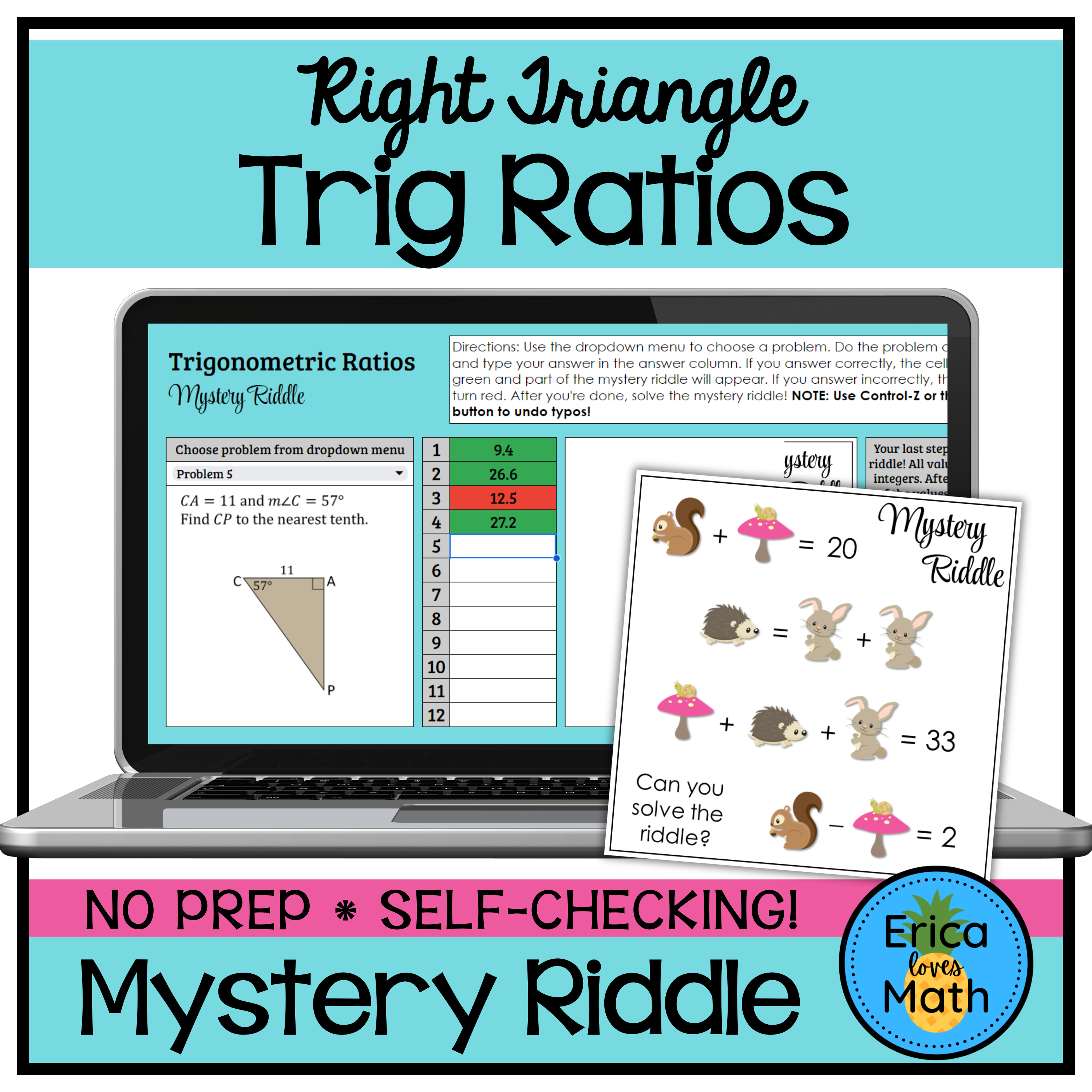 Right Triangle Trig Ratios Digital Mystery Riddle Activity - Classful