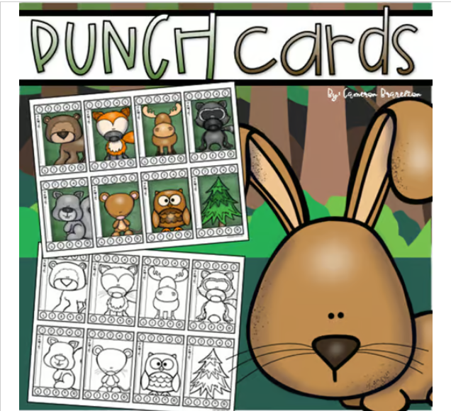 Behavior Incentive Punch Cards Classroom Management Rewards Woodland ...