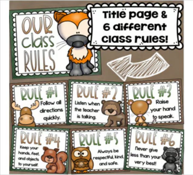 Classroom Rules Posters EDITABLE Back to School Woodland Animals Theme ...