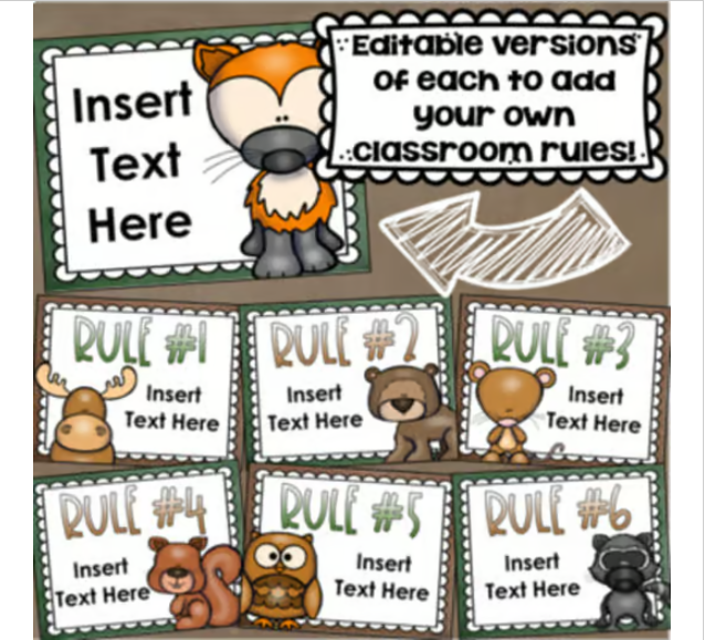 Classroom Rules Posters EDITABLE Back to School Woodland Animals Theme ...