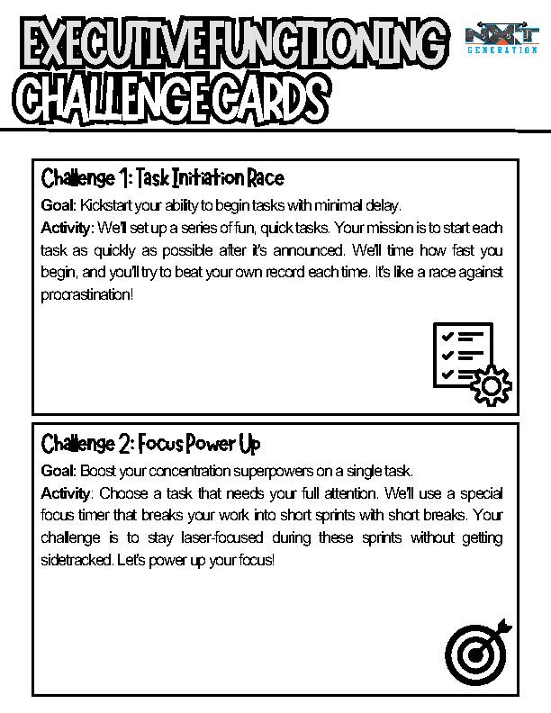 Executive Functioning Challenge Cards Activity Pack Overview - Classful