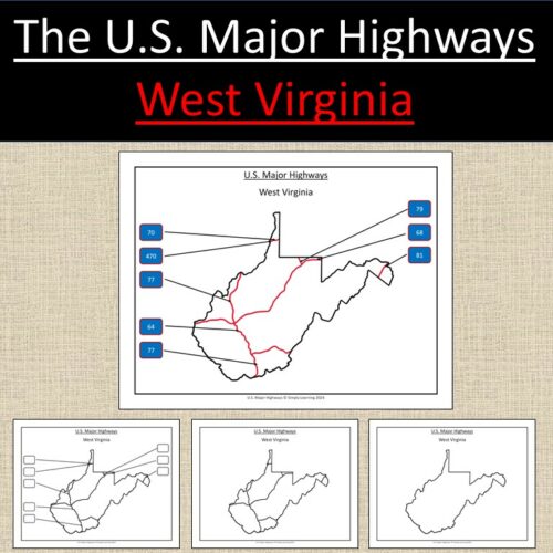 West Virginia, US State Major Highways Map Geography - Classful