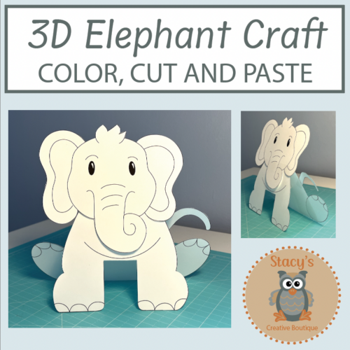 3D Elephant Craft Activity - Color, Cut and paste Art project - Classful