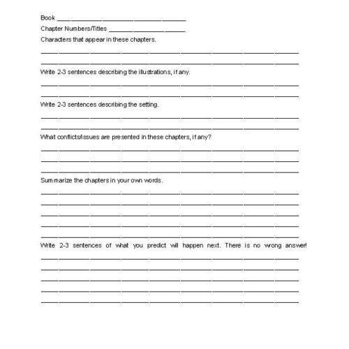 Book Vocabulary, Daily Reading Summary, and Book Summary Worksheets ...