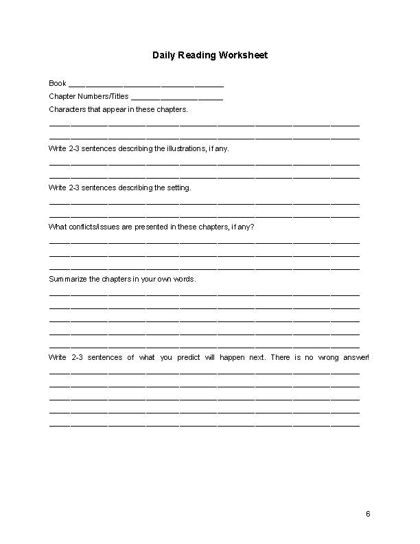 Book Vocabulary, Daily Reading Summary, and Book Summary Worksheets ...