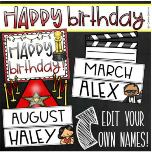 Happy Birthday Bulletin Board Display Posters Hollywood Movie Star ...