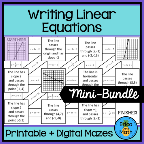 Writing Linear Equations Activity Printable & Digital Maze - Classful