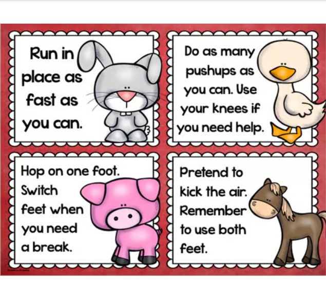 Brain Breaks Movement Cards Farm Animals Barn Theme - Classful