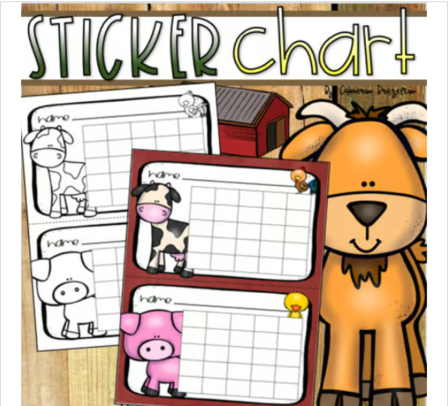 Positive Behavior Sticker Chart Reward Incentives Farm Animals Theme ...