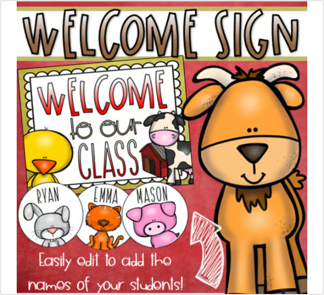Welcome To Our Classroom Door Sign Display Farm Animals Barn Theme ...