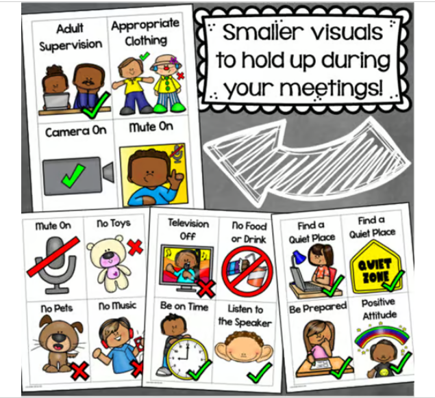 Online Meeting Virtual Distance Learning Zoom Classroom Rules Visual ...