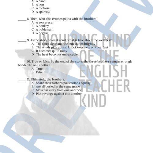 The Three Brothers by the Brothers Grimm Quiz and Close Reading ...