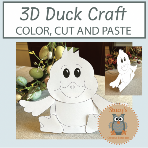 3D Duck Craft Project - Animal Color, Cut and Paste Art Activity - Classful