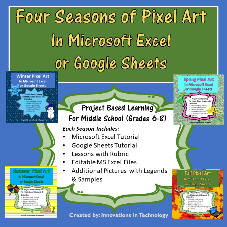 Seasonal Pixel Art in MS Excel or Google Sheets - Winter, Spring ...