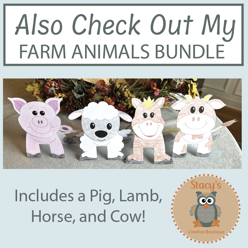 3D Cow Craft Project - Farm Animal Color, Cut and Paste Art Activity ...