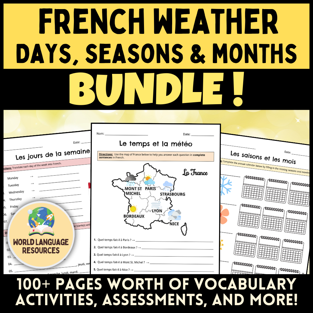 French Weather, Days of the Week, Seasons, Months BUNDLE! - Classful
