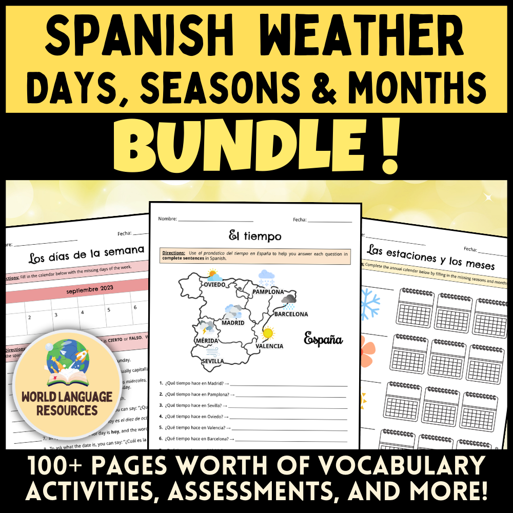 Spanish Weather, Days of the Week, Seasons, & Months BUNDLE! - Classful