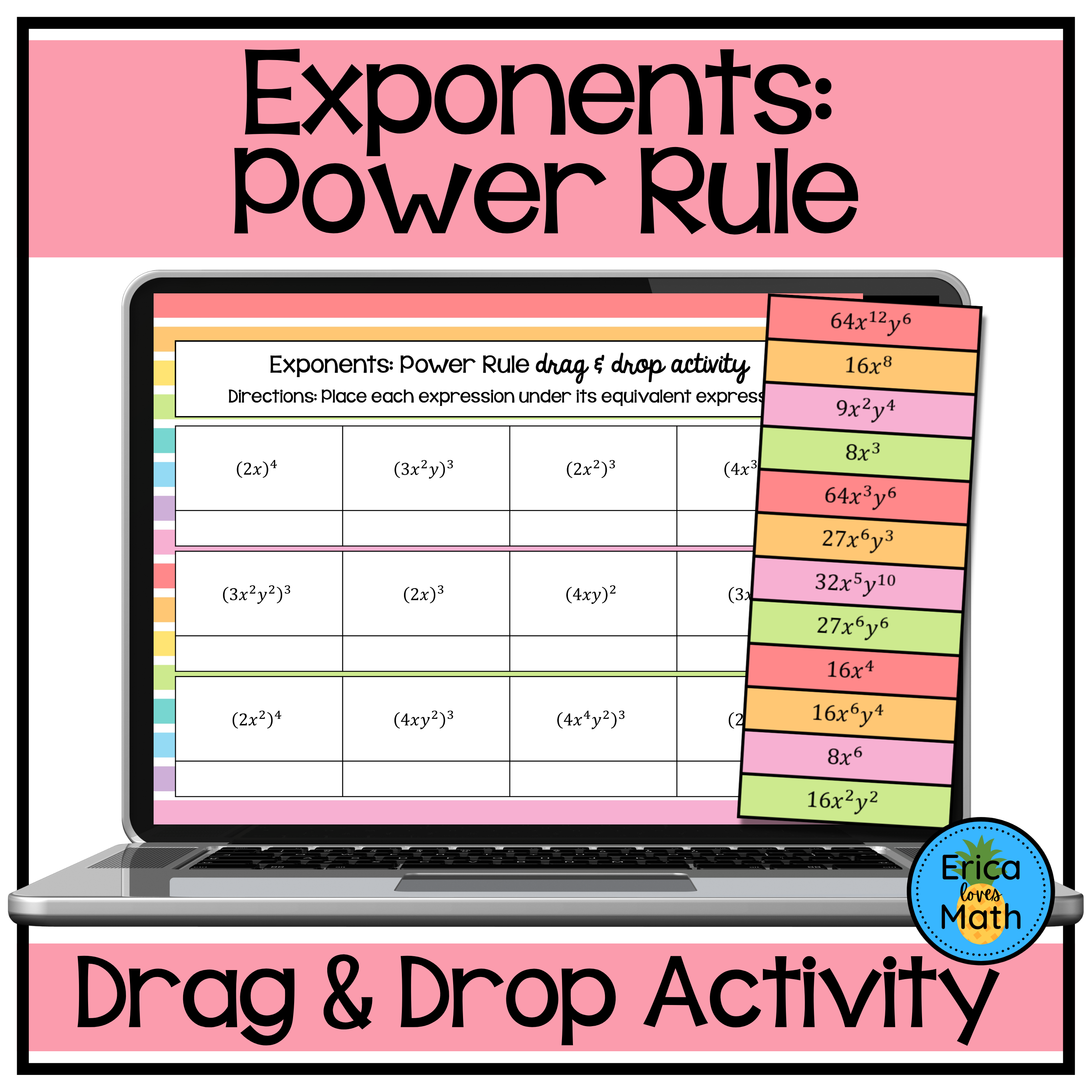 Exponents Power Rule Digital Activity Drag & Drop - Classful