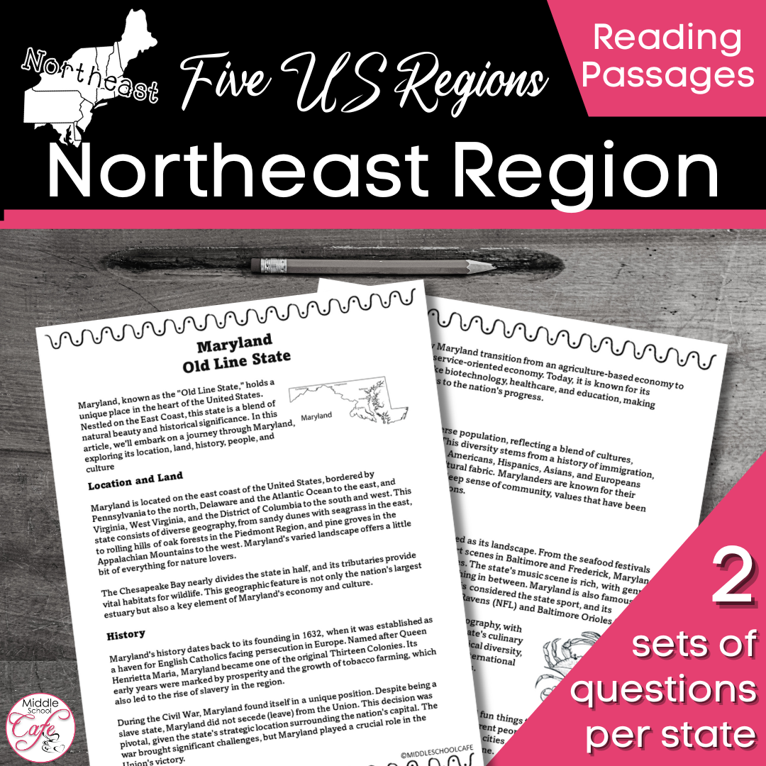 5 Regions of the US | Northeast Region Reading Passages | US Region ...