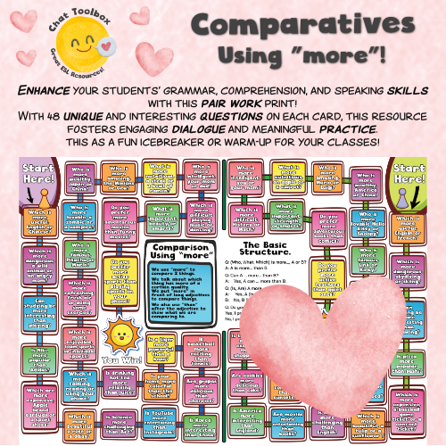 English Chat using Comparatives more Board Game! Your students will ...