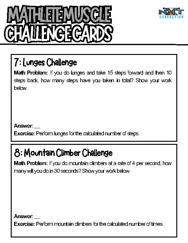Mathlete Muscle Challenge Activity Pack - Classful