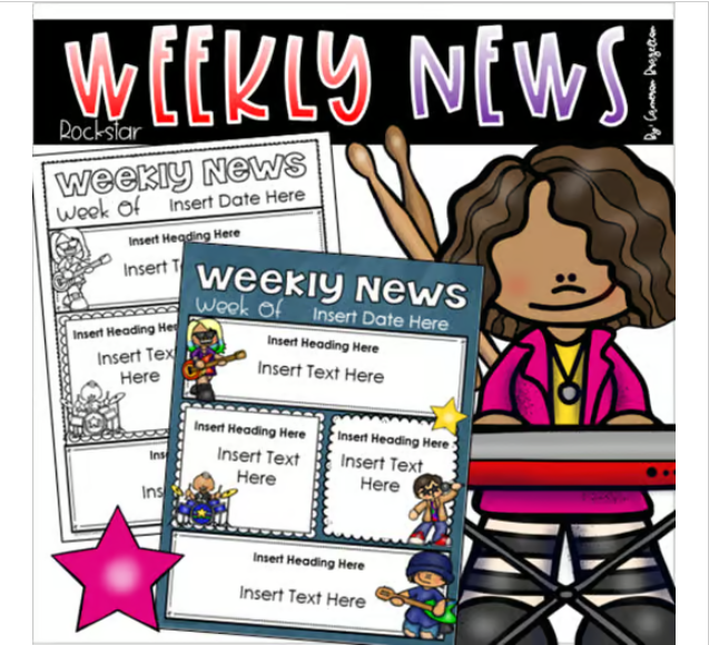 Weekly Newsletter Template Editable Rockstar Rock and Roll Theme - Classful