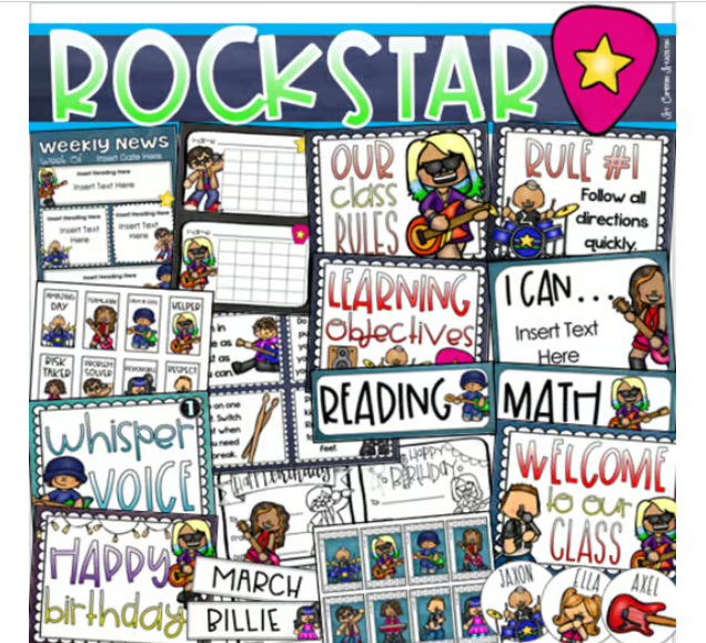 Rockstar Theme Classroom Management Decor Bundle (Posters, Rules ...