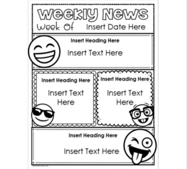 Weekly Newsletter Template Editable Emoji Smiley Face Happy Theme ...