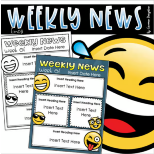 Weekly Newsletter Template Editable Emoji Smiley Face Happy Theme ...