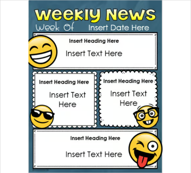 Weekly Newsletter Template Editable Emoji Smiley Face Happy Theme ...
