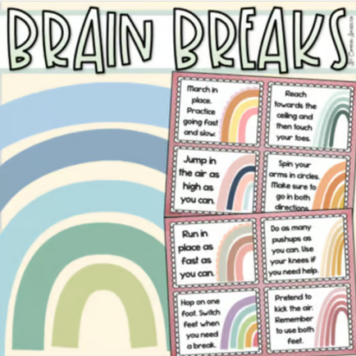 Brain Breaks Movement Cards Boho Modern Rainbow Theme - Classful