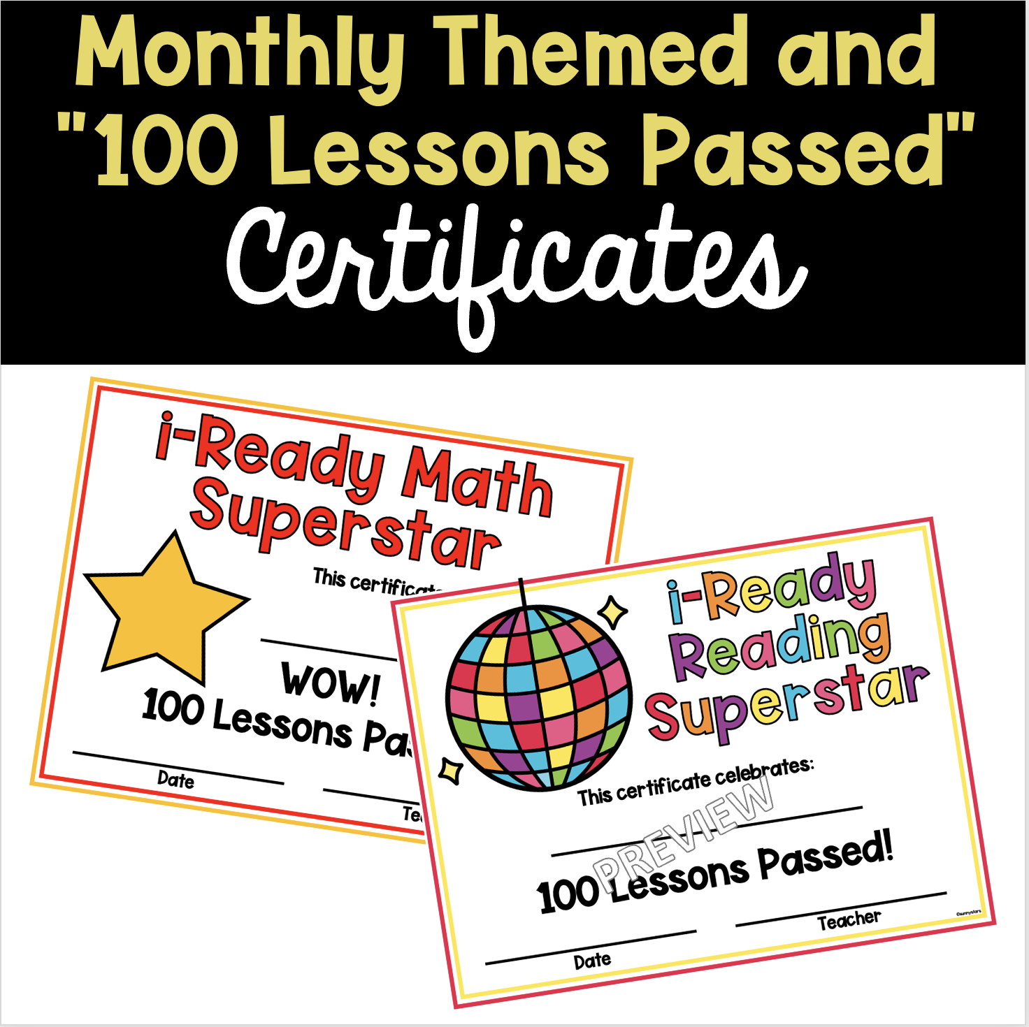 I-Ready Certificates | Monthly Themed Incentive | Lesson Completion ...