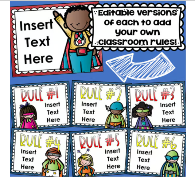 Classroom Rules Posters EDITABLE Back to School Superhero Theme - Classful