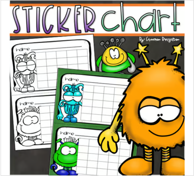 Positive Behavior Sticker Chart Reward Incentives Monster Theme - Classful
