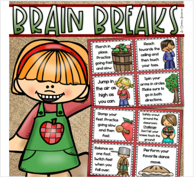 Brain Breaks Movement Cards Apple Theme - Classful
