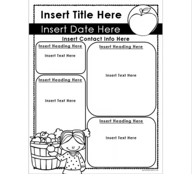 Weekly Classroom Newsletter Template Apple Theme EDITABLE - Classful