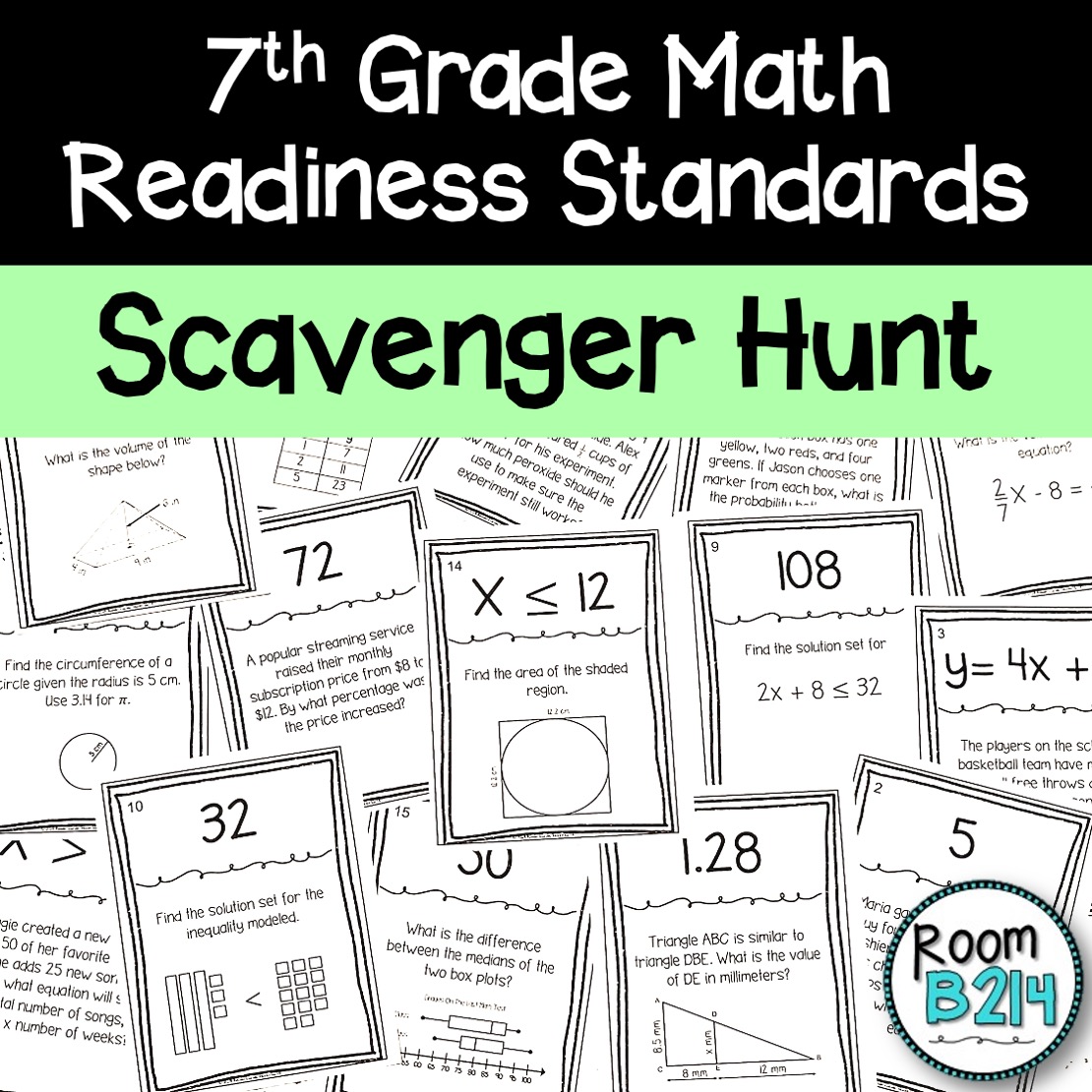 7th Grade Math Readiness Standards Scavenger Hunt - Classful